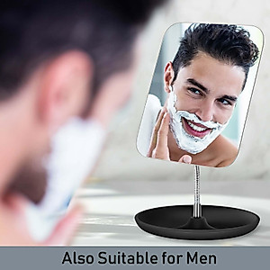 LFOYOU Table Vanity Mirror with Stand - Makeup Mirror for Desk - Adjustable Flexible Gooseneck, 360°Rotation Folding Portable Bathroom Shaving Cosmetic Mirror Square