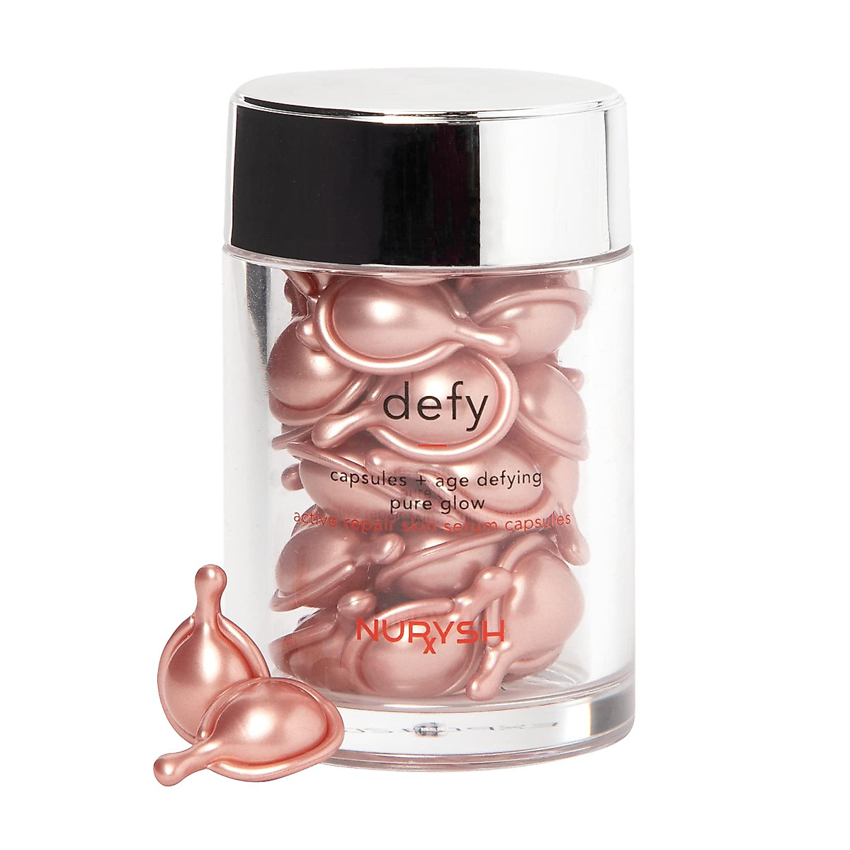 NURYSH DEFY Anti-Aging Night Serum Capsules for Face with Retinol, Vitamin E, Squalane & Ceramides - Facial Antioxidant, Active Skin Repair, Nourishing, Brightening, Moisturizing - 30 Capsules