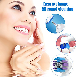 Replacement Toothbrush Heads for Oral-B, 4 Pack Replacement Heads Compatible with Oral B Braun Electric Toothbrush (4 Pack) (White, 1 Count (Pack of 4))