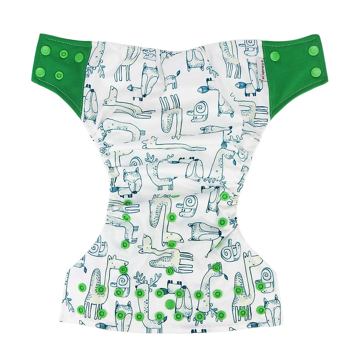 Hi Sprout One Size Adjustable Washable Reusable Pocket Cloth Diapers for Baby Girls and Boys，Animal Land