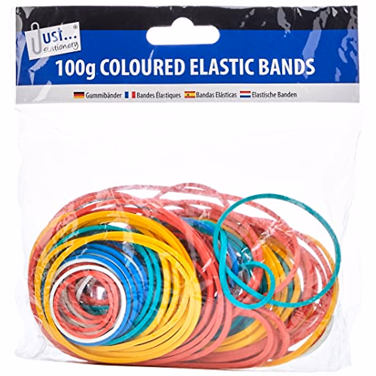 Just stationery Coloured Elastic Bands, Multi, 6224