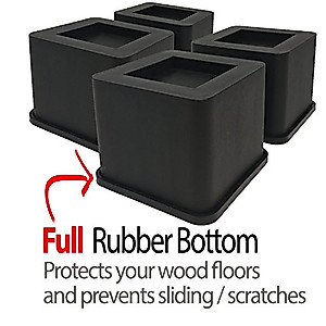 iPrimio Bed Risers Heavy Duty - Square, 3" Lift, 4pk, Up to 6800lbs - Bed Raising Blocks, Furniture Risers, Dorm Bed Risers - Safe, Sturdy Bed Lifts for College Dorm Rooms, Couches, Tables, Desk Riser