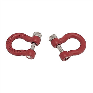 BOLIDORC 1:10 RC Tow Shackles D-Ring Trailer Buckles for 1/10 Scale RC Rock Crawler SCX10 Tamiya CC01 TRX4 D90 D110 RC Car Truck Accessories (4 PCS Red)