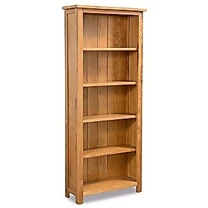 Festnight 5-Shelf Bookcase Rustic Bookshelf Rack Oak Display Shelves Organizer for CDs, Records, DVD, Collectables Home Office Decor Furniture 23.6 x 8.9 x 55.1 Inches (W x D x H)