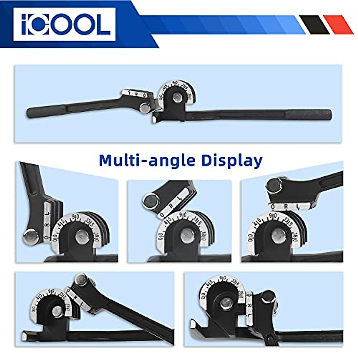 ICOOL Tube Bender 3 in 1 Manual Tubing Bending Tools 0-180 Degrees 1/4, 5/16, and 3/8 Inch (Matte Surface) for Copper Aluminum Brass and Thin Stainless Steel Pipes