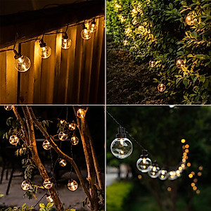 ZHONGXIN Solar String Lights Outdoor Globe, 38.6FT G40 Solar Patio String Lights Waterproof with 50 Warm White LED Plastic Bulbs, Great for Home Garden Backyard Gazebo Christmas Wedding Party Décor