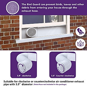 Portable Air Conditioner Window Kit with Bird Stop Coupler,AC Vent Kit Compatible with 5.9'' Diameter Exhaust AC Hose,Adjustable AC Replacement Seal Plate for Sliding,Hung Windows