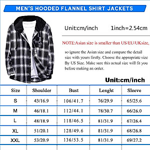 Mens Hooded Flannel Plaid Button Shirt Lightweight Long Sleeve Shirt Jackets with Hood Red Black