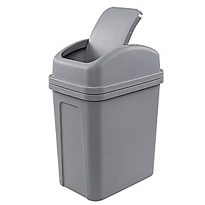 HOMMP 2 Gallon Small Swing Lid Trash Can, Swing-Top Garbage Can, Gray