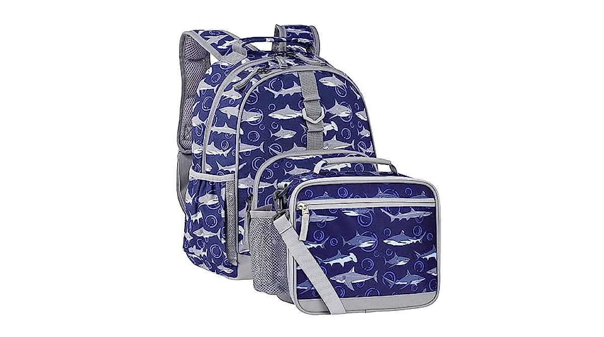 Choco Mocha Shark Backpack & Lunch Bag for Boys