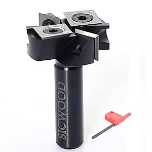 SICWOOD Slab Flattening Router Bits 1/2 Shank, 1-1/2”Cut Dia, 2+2 Insert Carbide, CNC Spoilboard Surfacing Router Bits, Planing Router Bits, for Flycutter/ Slab Leveler/ Rabbeting