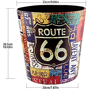 DUCHAOXIAN Leather Trash Can10L/2.64 Gallon,Waterproof Without Cover for Kitchen Yrash Cans，Bedroom Trash Can，Office Trash Can，Bathroom Garbage Can- Route 66 Trash Can