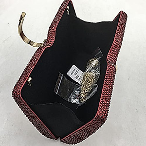 Elegant Women Crystal Evening Bags Wedding Cocktail Party Diamond Clutch Handbags (Wine Red)
