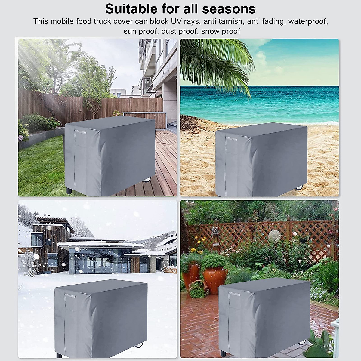 TITA-DONG Grill Griddle Cover, Heavy Duty Outdoor Mobile Dining Car Cover, Waterproof UV Proof Gas Grill Cover 420D Silver Coated Oxford Cloth BBQ Grill Shade, Patio Bar Cart Cover for Outdoor (Grey)