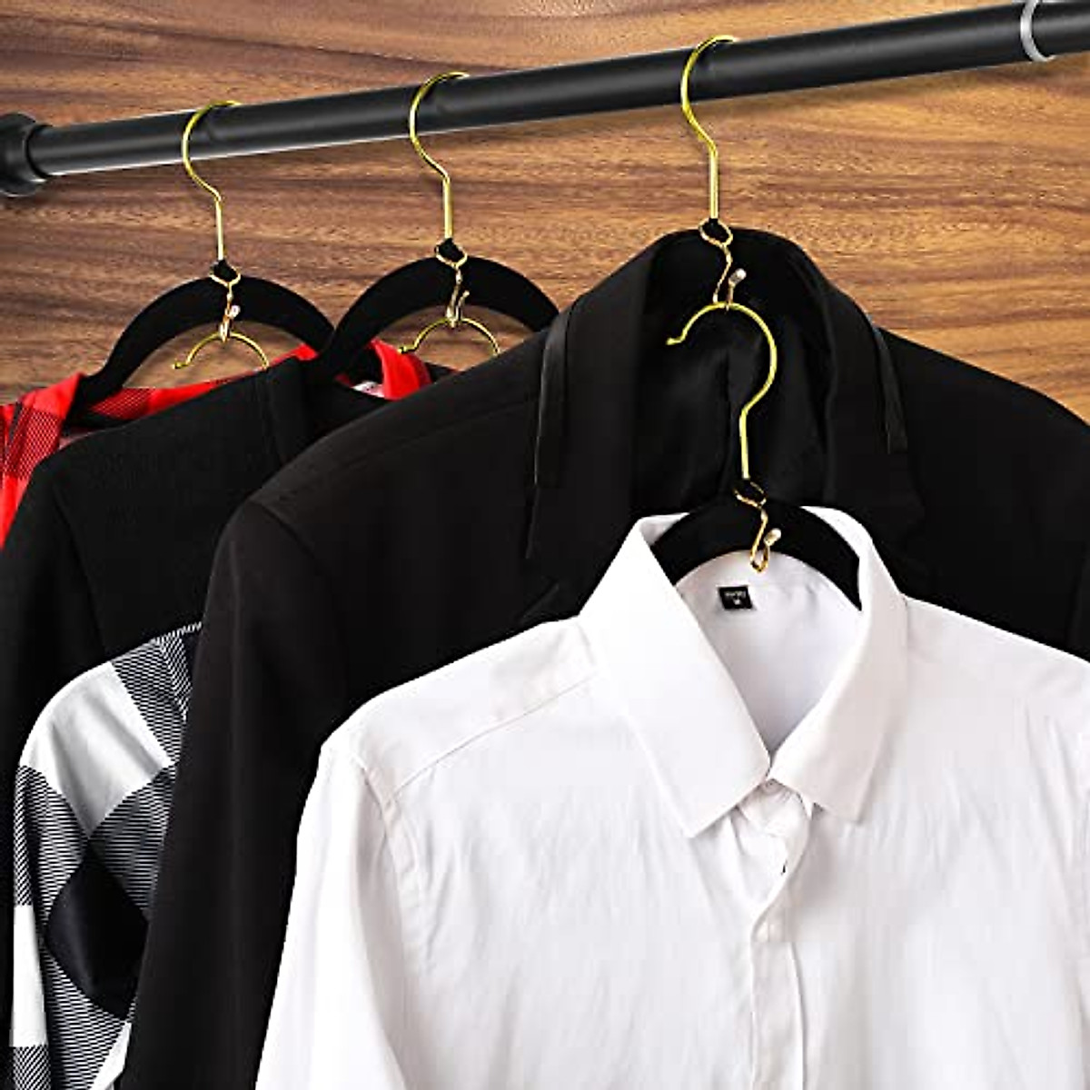 50 Pieces Clothes Hanger Connector Hooks, Metal Hanger Extender Hooks Hanger Hooks for Velvet Hangers Plastic Wooden Closet Space Saving (Gold, 50 Pieces)