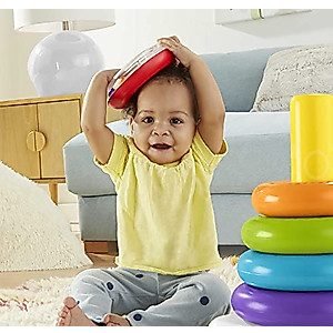 Fisher-Price Giant Rock-a-Stack Baby Toy, 14+ Inches Tall, Multi-Color Ring Stacking Toy for Infants and Toddlers