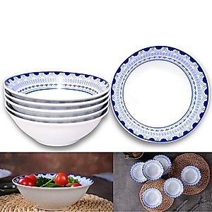 Braque Ceramic Bowls For Kitchen, 13oz- Set of 6 Porcelain Bowl- For Cereal, Salad, Pasta, Soup, Dessert, Serving-Dishwasher, Microwave & Oven Safe, Chip Resistant-For Breakfast, Lunch & Dinner-Orchid