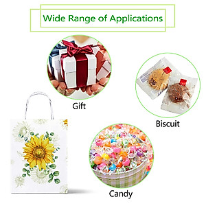FRIDAY NIGHT Sunflower Candy Bags with Handles Sunflower Themed Party Gift Bag for Thanksgiving Summer Fall Rustic Party Baby Shower Birthday Wedding Bridal Shower Party Supplies(24 Pcs)