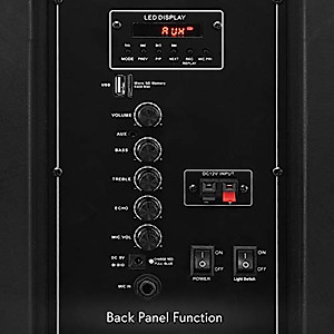 Pyle Wireless Portable PA Speaker System -1200W High Powered Bluetooth Compatible Indoor&Outdoor DJ Sound Stereo Loudspeaker wITH USB MP3 AUX 3.5mm Input, Flashing Party Light & FM Radio -PPHP1544B