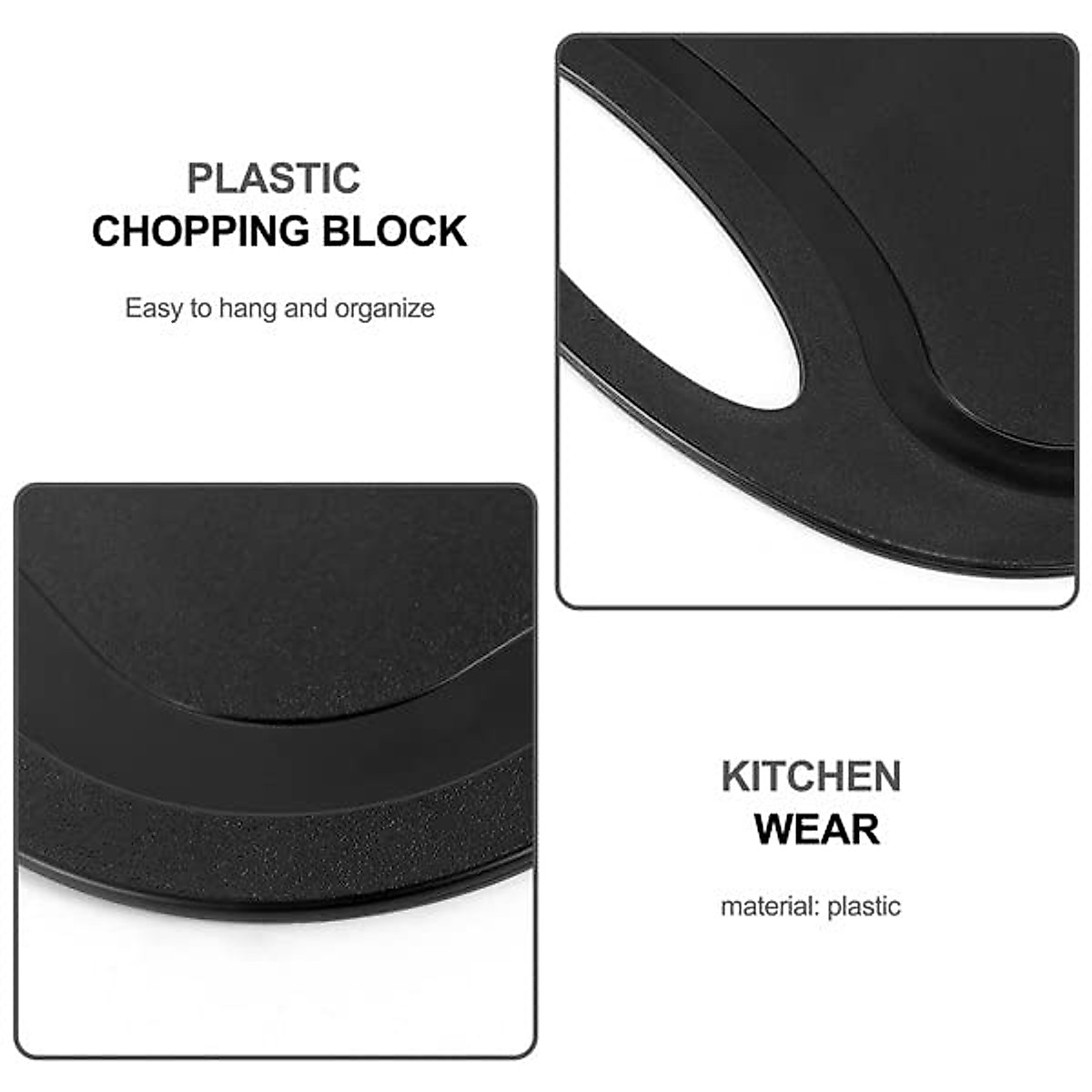 Spacesea Plastic Chopping Block Meat Vegetable Cutting Board Non-Slip Anti Overflow With Hang Hole Chopping Board Black