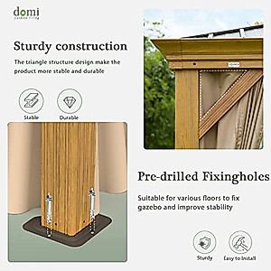 10' x 12' Hardtop Gazebo Outdoor Aluminum Wood Grain Gazebos with Galvanized Steel Double Canopy for Patios Deck Backyard,Curtains&Netting by domi outdoor living