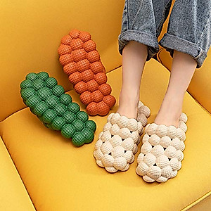ADOENMER Funny Lychee Bubble Slippers Home Massage Sandals Bedroom Shower Slippers Beach Slides for Men Women Super Soft House Slippers Foot Massager Slippers (5-6, Beige, numeric_5)