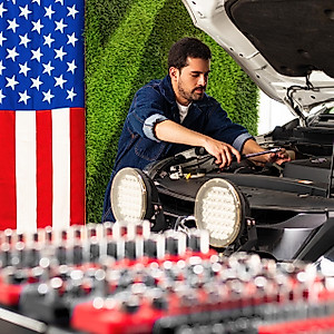 toolhldr Magnetic Socket Organizer - Metric & SAE Socket Tool Organizer Storage for 1/4", 3/8", 1/2" Drives - Fits Drawers, Toolboxes, Attaches to Metal Wall - Easy-to-Read - 6-Pack Black and Red