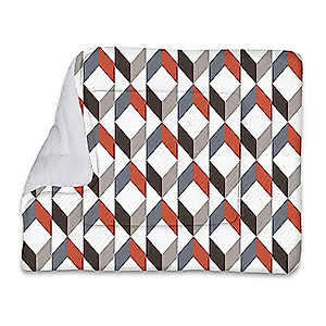 Charcoal Grey White Soft Warm Pet Throw Blanket for Pet Geometric Triangles Squares for Pets Beds Pets Blankets and Kennel Red Black 14" x 18"