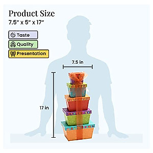 Broadway Basketeers Gourmet Food Gift Basket Tower for Birthdays – Curated Snack Box, Sweet and Savory Treats for Parties, Best Wishes, Birthday Presents for Women, Men, Mom, Dad, Her, Him, Families