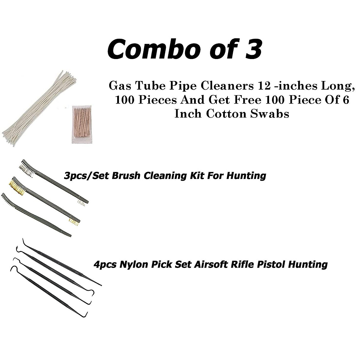 Gas Tube Pipe Cleaners 12 -inches Long, 100 Pieces and Get Free 100 Piece of 6 Inch Cotton Swabs