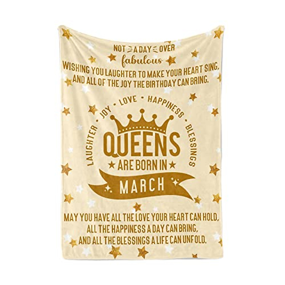 InnoBeta Birthday Gifts for Women, Birthday Gifts for Her, Bday Gifts - Queens are Born in March Birthday Gift Ideas for Mom, BFFs, Grandma, Aunt - Flannel Plush Blanket - 50"x 65"