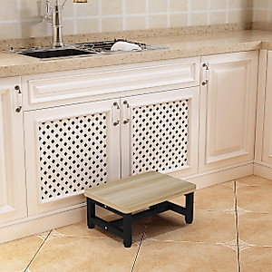 Wooden Step Stools for Adults & Kids, 500 Lbs Capacity, Heavy Duty Wide Wooden Stepping Stools for Kitchen, Bedroom, Living Room, Bathroom with Non-Slip Pads, Bed Steps for High Beds, Metal (Walnut)