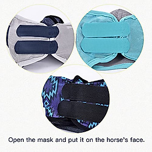 HUIRHUIR Horse Fly Mask Long Nose with Ears UV Protection for Detachable Nose Flap Horse-Navy Blue(XL, Extra Full)