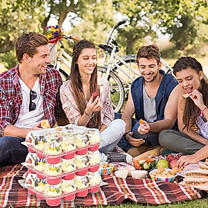 Haawooky (12 Pack x 16 Sets) Stackable Cupcake Carrier Holders,Plastic Cupcake Boxes Holders for 12 Cupcakes,Clear Disposable Cupcake Containers with Detachable Tall Dome Lid