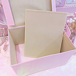 BelugaDesign Moon Large Bin Organizer | Big Storage Foldable Basket | Pink White Pastel Sailor Anime Cute Kawaii Cardboard | Collapsible Box for Office, Desk (Wink, Hearts)
