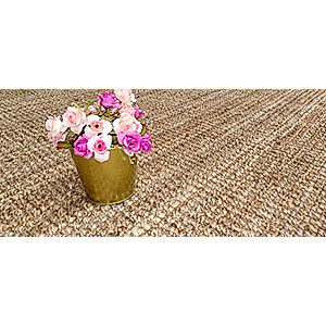 Natural Jute Boucle 6'x9' Doormat 6ft x 9ft 6x9, Hand Woven & Reversible for Living Room Kitchen Entryway Rug, Jute Burlap Braided Rag Rug, Farmhouse Rag Rug, Rustic Rug, Natural Look Rug