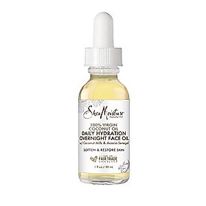 SheaMoisture Overnight Face Oil for All Skin Types 100% Virgin Coconut Oil for Daily Hydration 1 oz
