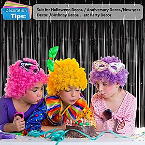 Moohome 4 Pack 3ft x 8ft Black Foil Fringe Curtain, Tinsel Door Fringe Backdrop Curtain for Birthday Wedding Engagement Graduation Celebration Bachelorette Party Decorations