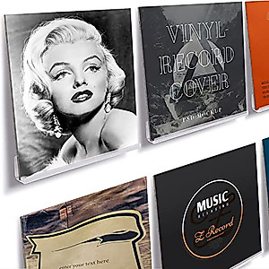 Cerpourt 8 Pack 12'' Clear Vinyl Record Display Shelf,Acrylic Album Vinyl Record Holder Wall Mount and Display Your Favorite LP Records in Style