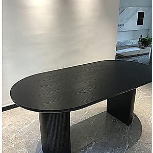 LAKIQ Black Dining Table Modern Solid Wood Dining Room Table Contemporary Oval Double Pedestal Kitchen Table Conference Room Table Kitchen Island Table-Table Only(78.7" L x 35.4" W x 29.5" H)