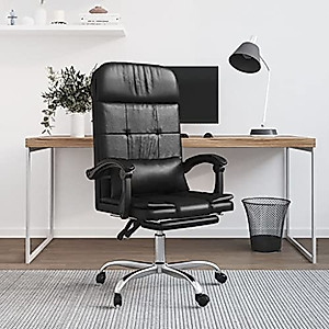 WEHUOSIF Scandinavian Minimalist Massage Reclining Office Chair, Black Faux Leather