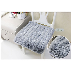 BXT Super Soft Faux Fur Chair Cushion with Ties Square Seat Pad Sofa Cover Non-Slip Backing Seat Cushion Rugs Carpet for Home Kitchen Office Dorm