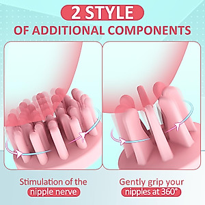 Nipple Toy Clamps, Strong Sucking Stimulator Massager with 10 Vibrator Rotation Modes, Rechargeable Adult Sex Toys for Women Couples Pleasure