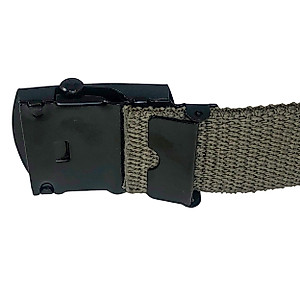 Jackster Ratchet Slide Web Belt, Military Style with Black Metal Buckle, Adjustable