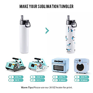 PYD Life 4 Pack Sublimation Blank Tumbler 22 OZ Sports Wide Mouth Stainless Steel Water Bottle Vacuum Flask with Straw and Portable Handle for Tumbler Press Machine Sublimation Print