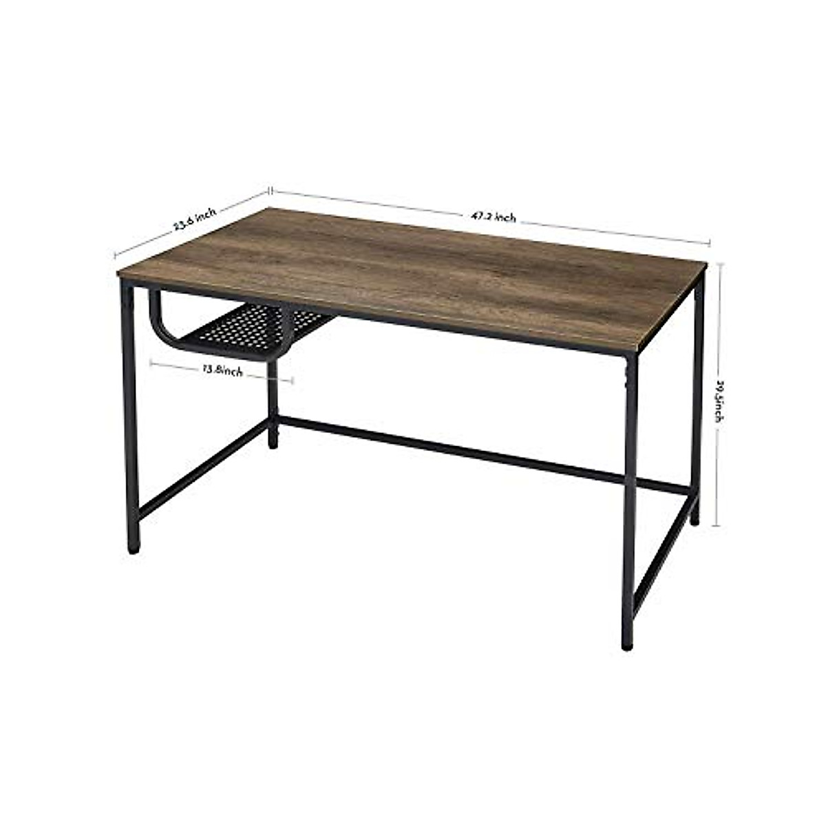 WOHOMO Computer Desk 47 Inch Easy Assembly Desk with Shelves Study Writing Table Simple Modern Home Office Desk, Walnut