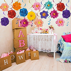 60Pcs Mexican Fiesta Party Decorations Mexican Floral Hanging Swirl Mexican Banners for Fiesta Party Fiesta Theme Party Supplies Birthday Baby Shower Decorations（Flat Cardstock NOT 3D）