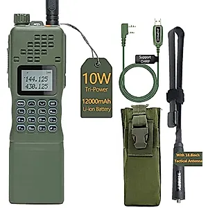 Baofeng AR-152 10W Ham Radio Tactical Powerful Dual Band Radio Handheld Long Range Two Way Radio with Tactical Antenna,12000mAh Battery and Programming Cable Full Set