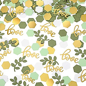 500 Pcs Greenery Wedding Table Confetti, Boho Love Theme Party Sage Green Table Scatter Confetti for Nature Theme Engagement Party Wedding Birthday Shower Party Decorations Supplies