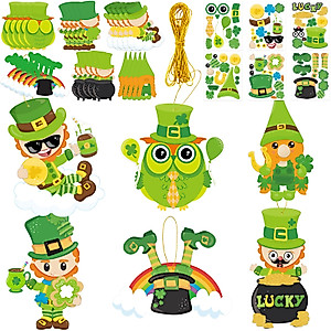 Fancy Land St. Patrick Day Craft Kit for Kids Make A St. Patrick's Day Stickers Leprechauns Shamrock Owl for Party 30Pack